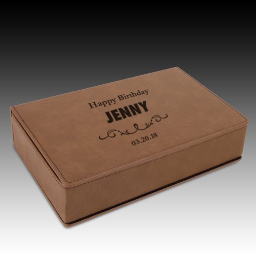 Brown Leatherette Engraved Flask Gift Set | Zazzle