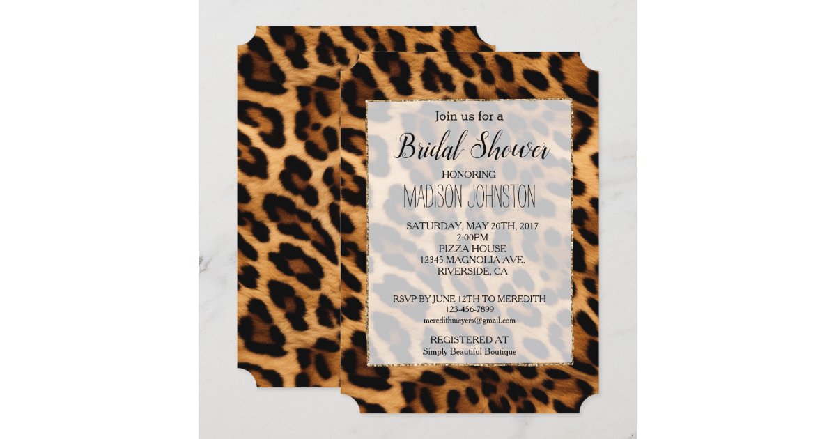 Brown Leopard Animal Print Invitation | Zazzle