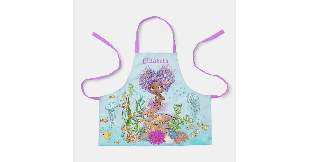 Brown Little Mermaid Under the Sea All-Over Print Apron | Zazzle