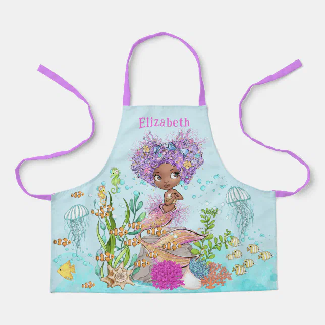 Brown Little Mermaid Under the Sea All-Over Print Apron | Zazzle