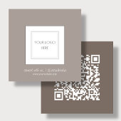 Brown | Logo | QR Code Square Business Card | Zazzle