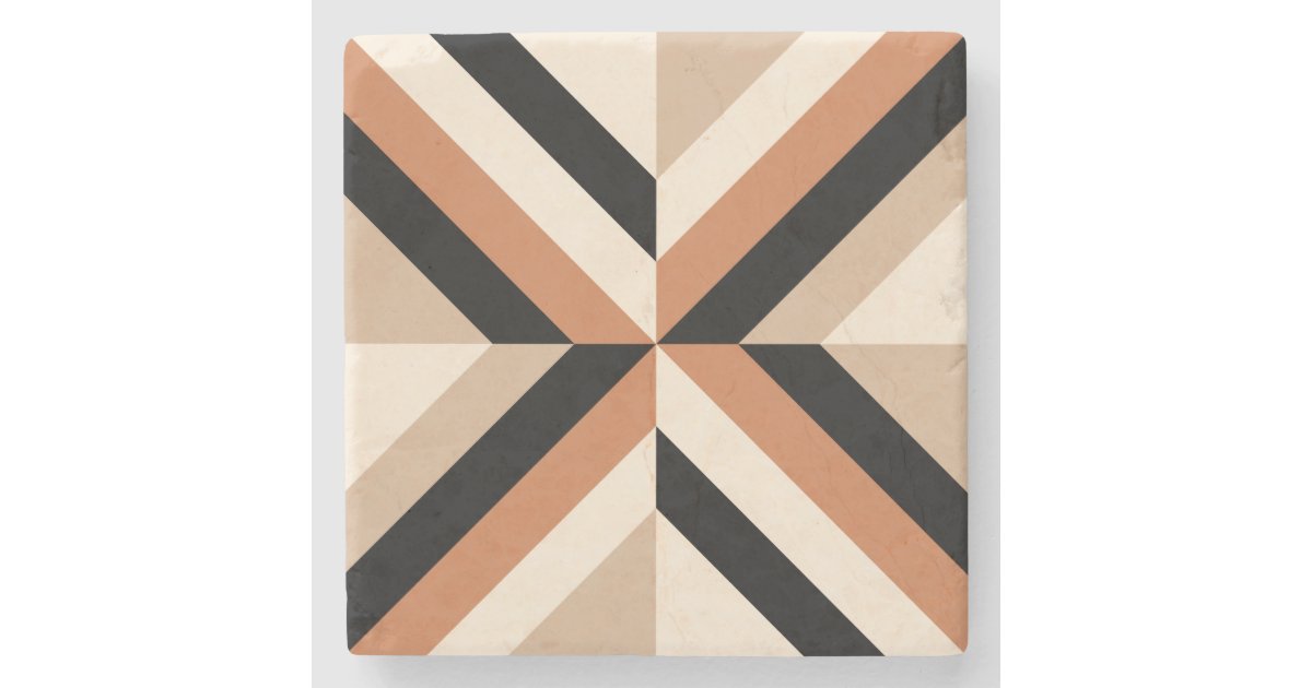 Brown Modern Geometric Color Block Stone Coaster | Zazzle