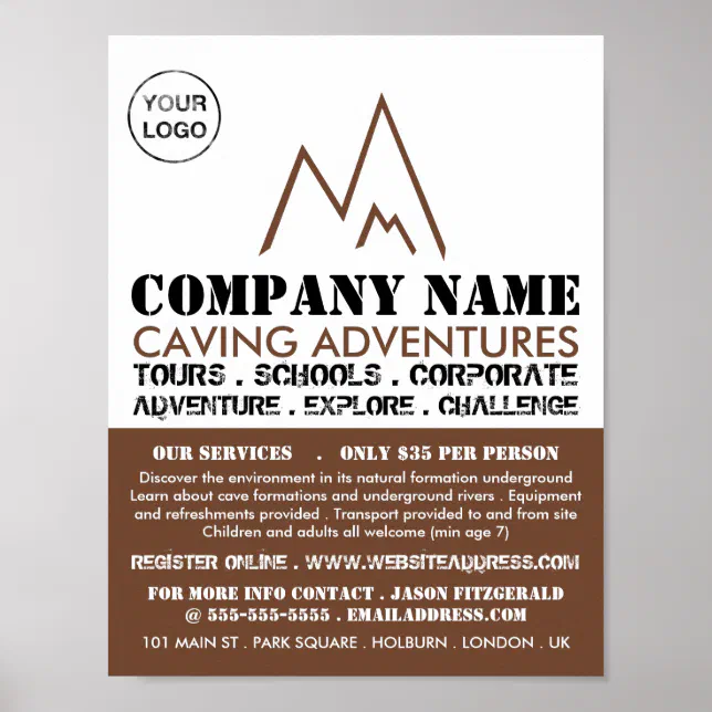 Brown Mountain Logo, Caving Adventure Advertising Poster | Zazzle