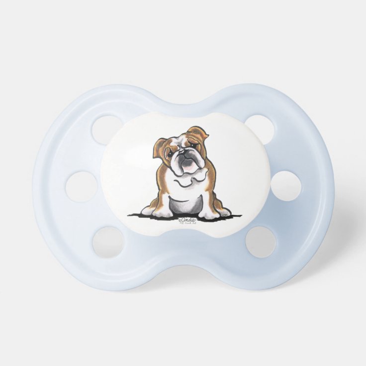 Brown n White English Bulldog Sit Pretty Pacifier | Zazzle