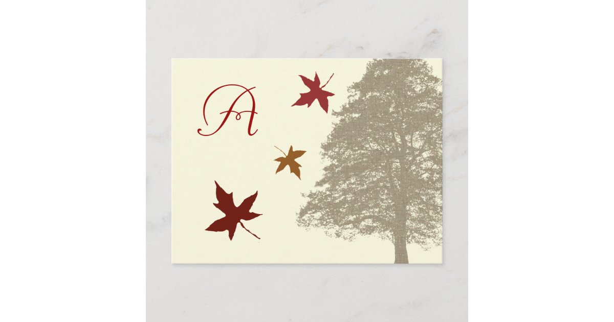 Brown Oak Tree Wedding Monogram Response Card | Zazzle