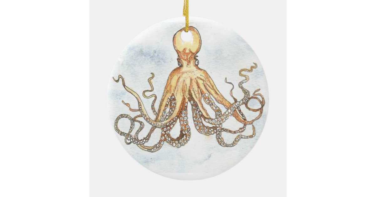 Brown Octopus Circle Ornament | Zazzle