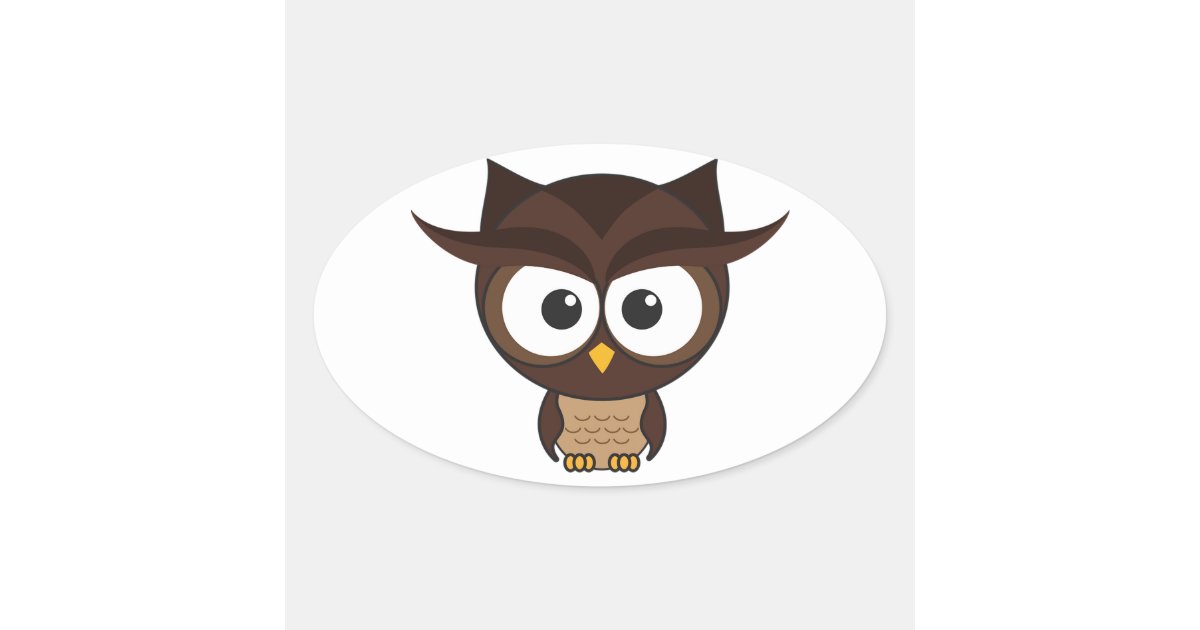 Brown Owl Oval Sticker | Zazzle