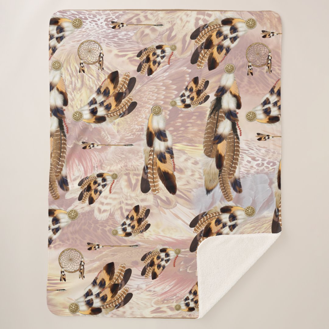 Brown Pelican or Hawk feathers Sherpa Blanket | Zazzle