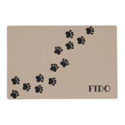 Brown Pet/ dog paw path w name Placemat | Zazzle