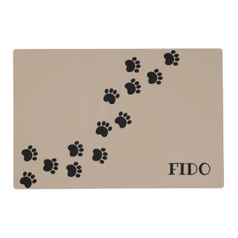 Brown Pet/ dog paw path w name Placemat | Zazzle