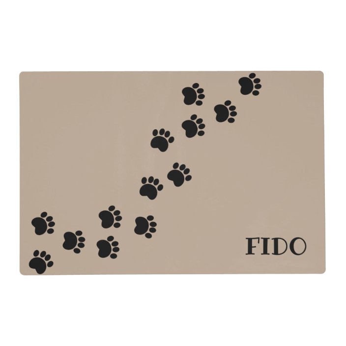 Brown Pet/ dog paw path w name Placemat | Zazzle.com