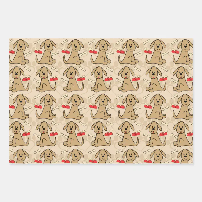 Brown Puppy Dog Design Wrapping Paper Sheets | Zazzle