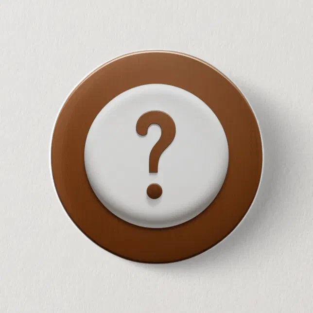 Brown Question Mark with Circle Background Button | Zazzle
