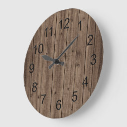 Brown Rustic Beautiful Wood Texture Large Clock | Zazzle