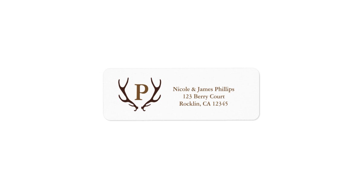 Brown Rustic Deer Antlers Woodsy Invitation Label | Zazzle