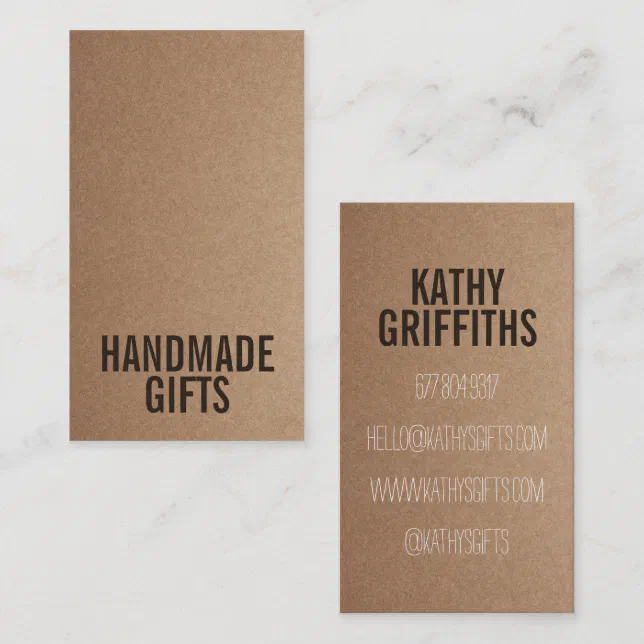 Brown Rustic kraft paper diy handmade cardboard Business Card | Zazzle