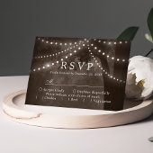 Brown Rustic Tree String Lights Wedding RSVP | Zazzle