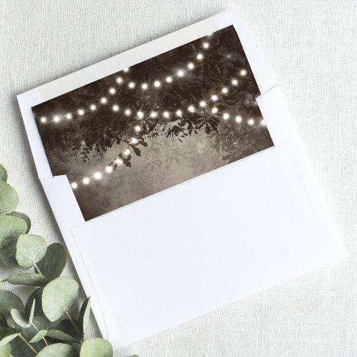 Brown Rustic Tree String Of Lights Wedding Envelope Liner | Zazzle