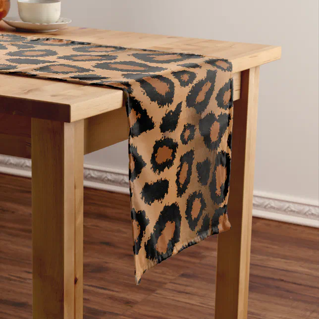 Brown Safari Animal Leopard Short Table Runner | Zazzle