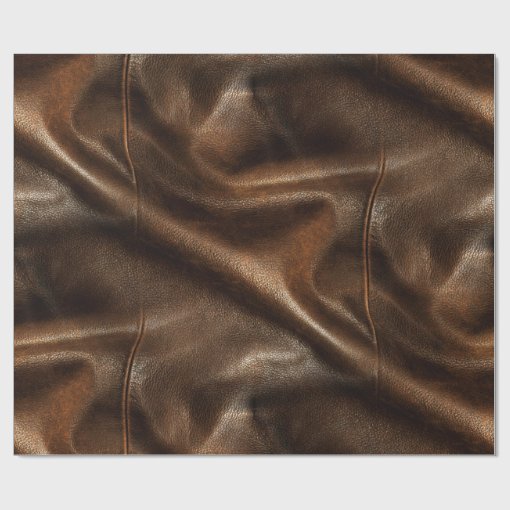 Brown Shiny Faux Leather Wrapping Paper | Zazzle