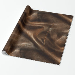Brown Shiny Faux Leather Wrapping Paper | Zazzle