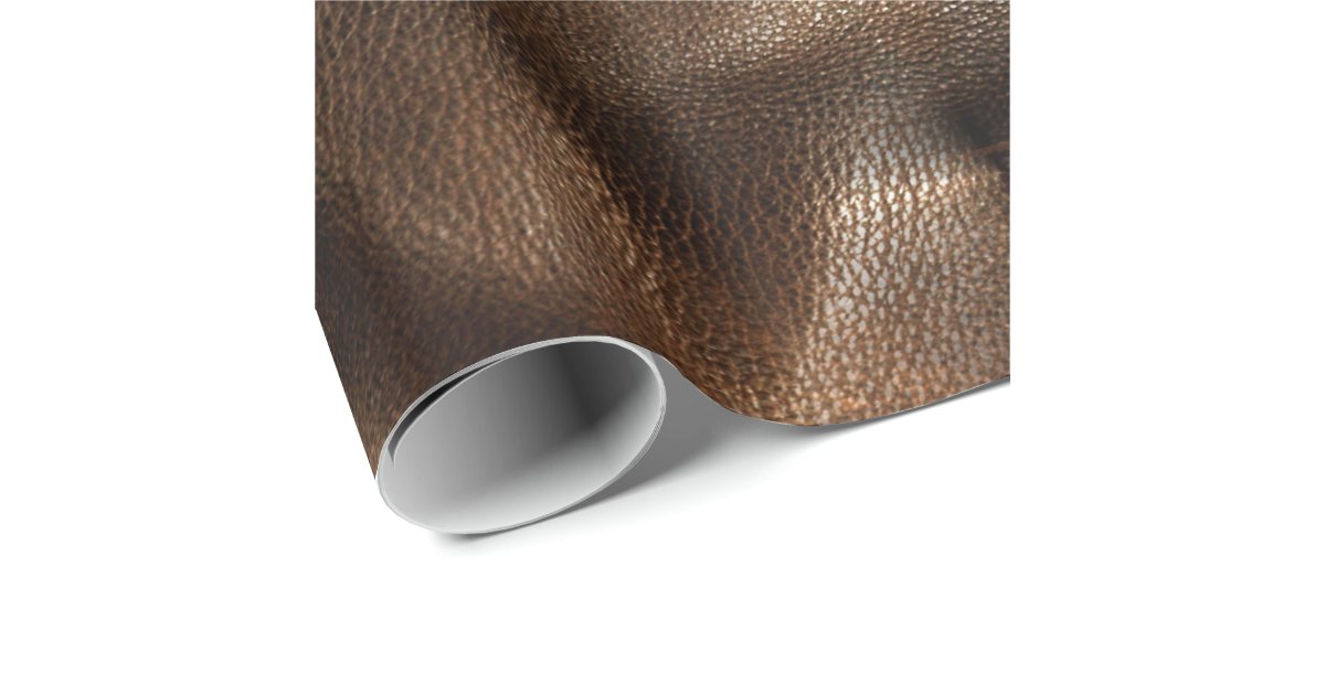 Brown Shiny Faux Leather Wrapping Paper | Zazzle.com
