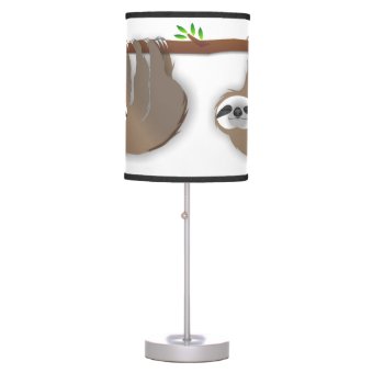 Brown Sleeping Sloths Hanging on a Branch Table Lamp | Zazzle