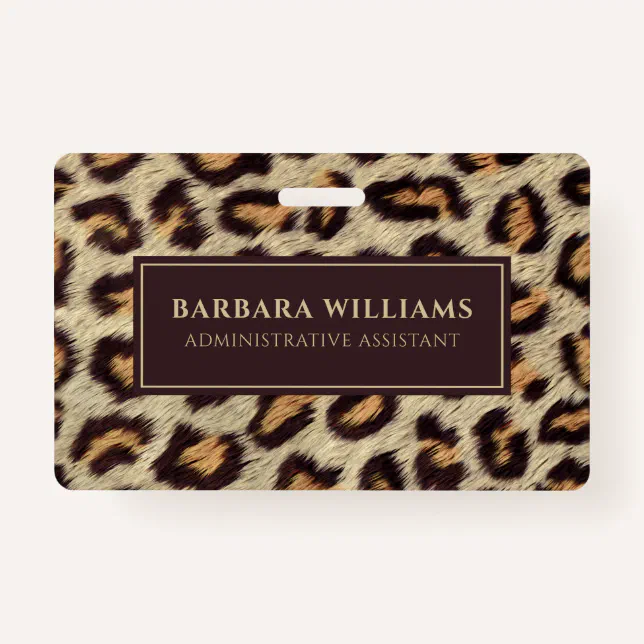 Brown spots leopard pattern faux fur texture badge | Zazzle