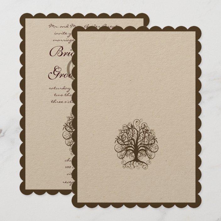 Brown Swirl Tree Roots of Love Wedding Invitation | Zazzle.com