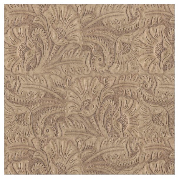 Turquoise Tooled Leather Print Western Fabric | Zazzle