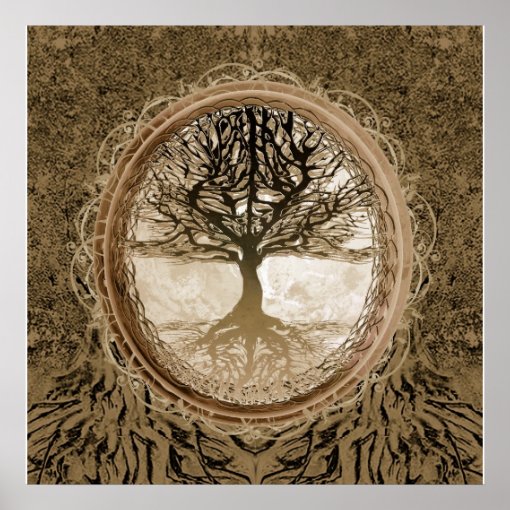 Brown Tree of Life Pattern Poster | Zazzle