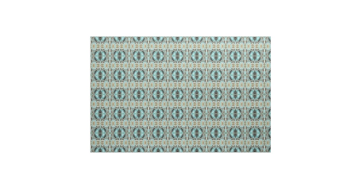 Brown Turquoise Green Bali Batik Style Pattern Fabric | Zazzle