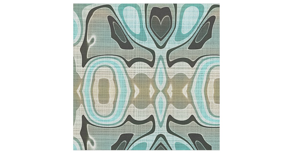 Brown Turquoise Green Bali Batik Style Pattern Fabric | Zazzle