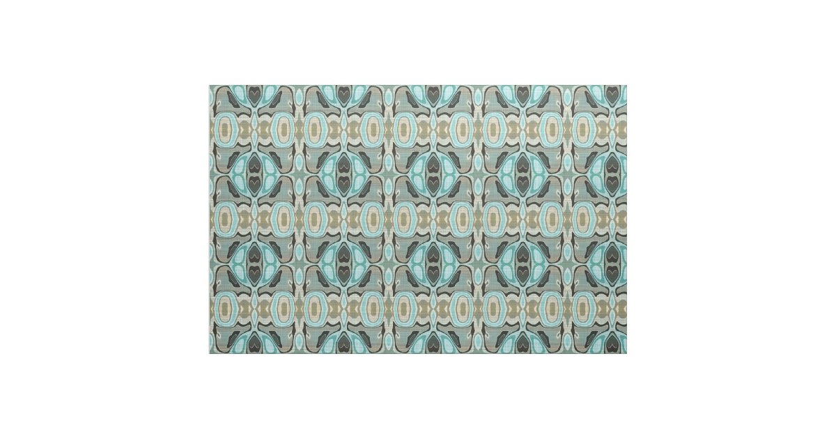 Brown Turquoise Green Bali Batik Style Pattern Fabric | Zazzle