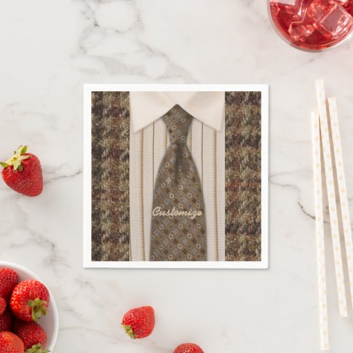 Brown Tweed Shirt and Tie Mens Suit Napkins | Zazzle