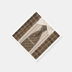 Brown Tweed Shirt and Tie Mens Suit Napkins | Zazzle