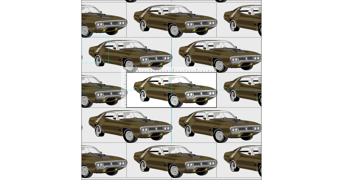 Brown Vintage Muscle Car Fabric | Zazzle