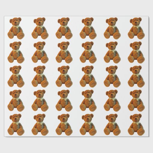 Brown Wicker Teddy Bear Wrapping Paper | Zazzle