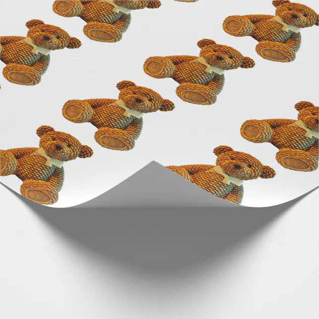 Brown Wicker Teddy Bear Wrapping Paper | Zazzle