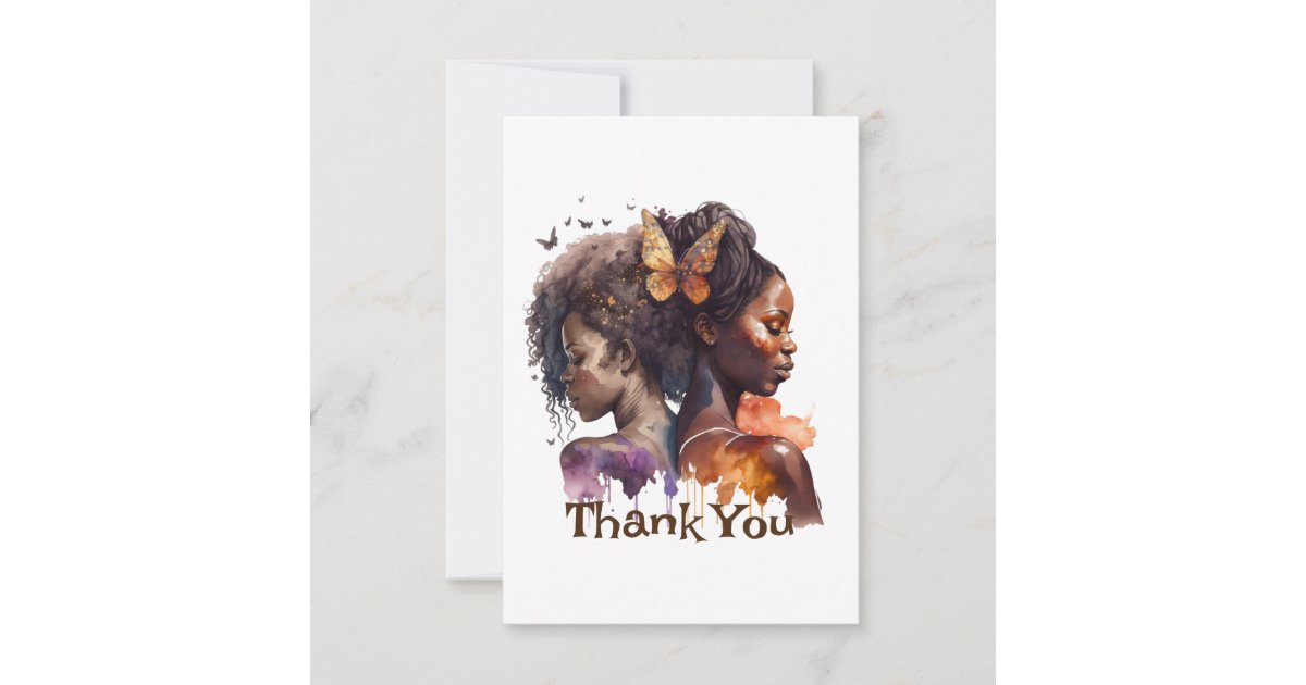 Brown Woman Thank You Card | Zazzle