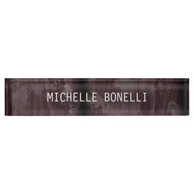 Brown Wood Design Background Plain Legible Modern Nameplate | Zazzle
