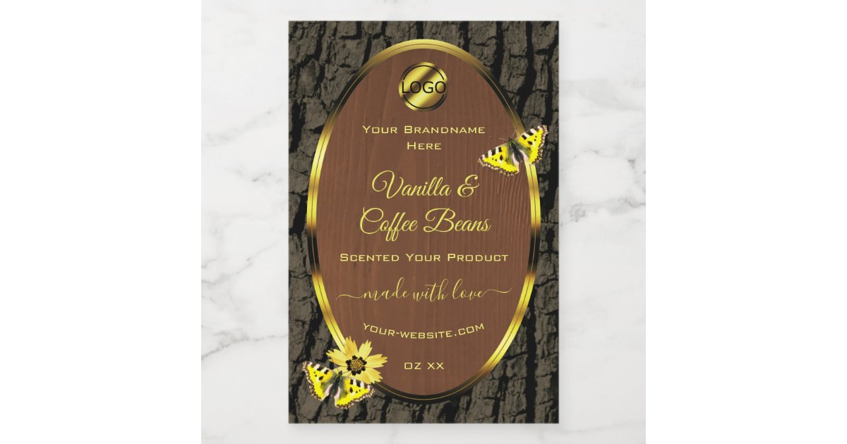 Brown Wood Grain Tree Bark Product Labels Add Logo | Zazzle