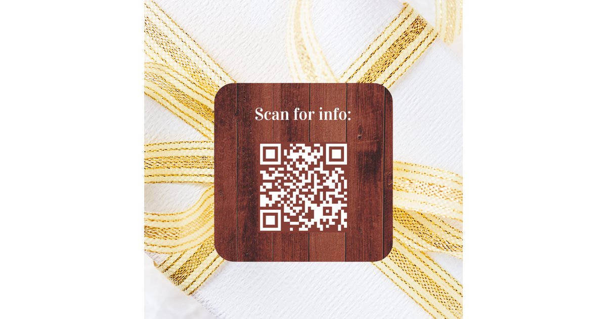 Brown wood QR code Square Sticker | Zazzle