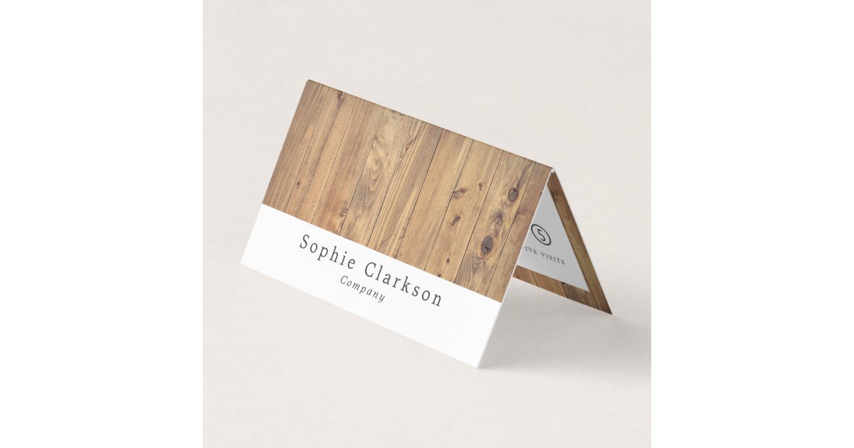 Brown Wooden Planks, Rustic Double Loyalty Business Card | Zazzle
