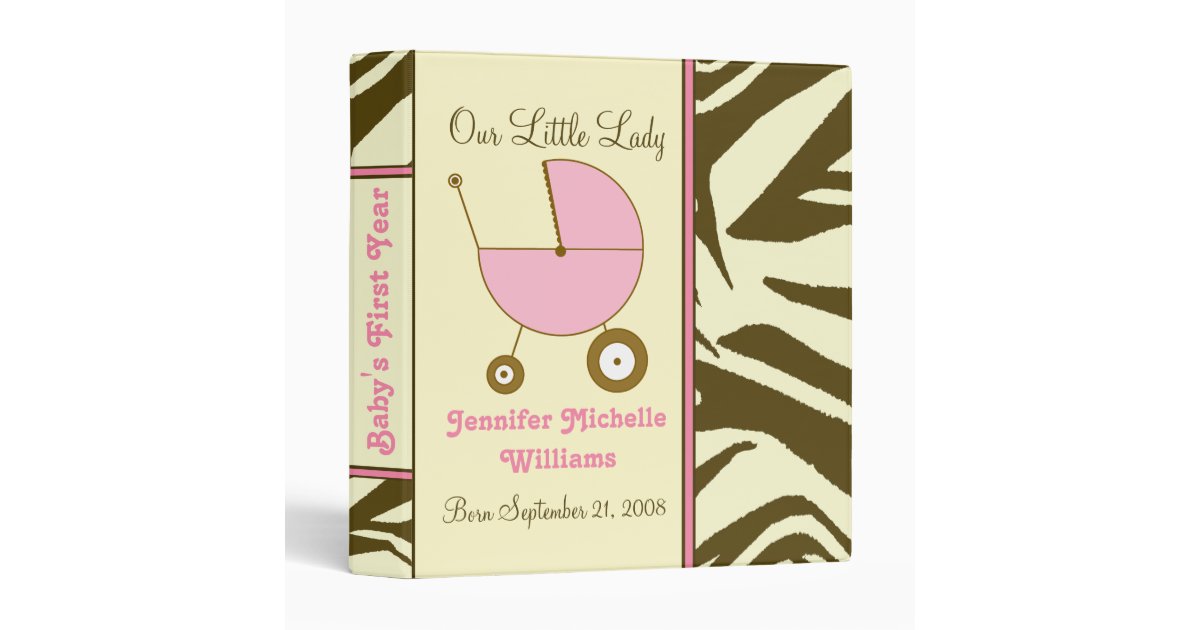 Brown Zebra Print Baby Girl Binder | Zazzle