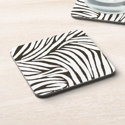 Brown Zebra Print Beverage Coaster | Zazzle