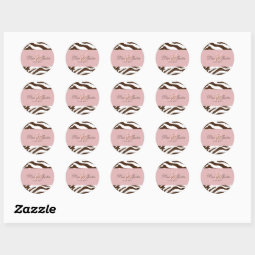 Brown zebra print, monogram stickers | Zazzle