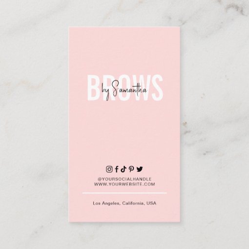 Brows Aftercare Instructions Feminine Pink PMU Business Card | Zazzle