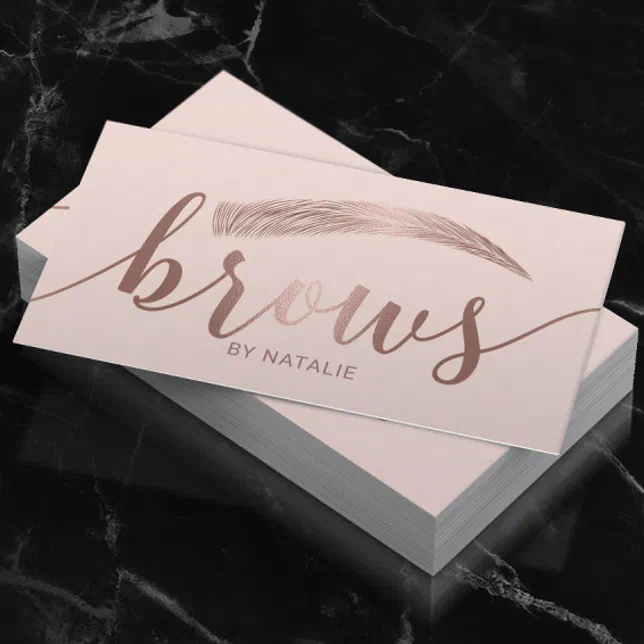 Brows Eyebrow Salon Microblading Blush Pink Business Card | Zazzle