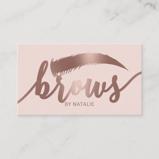 Brows Eyebrow Salon Microblading Blush Pink Business Card | Zazzle